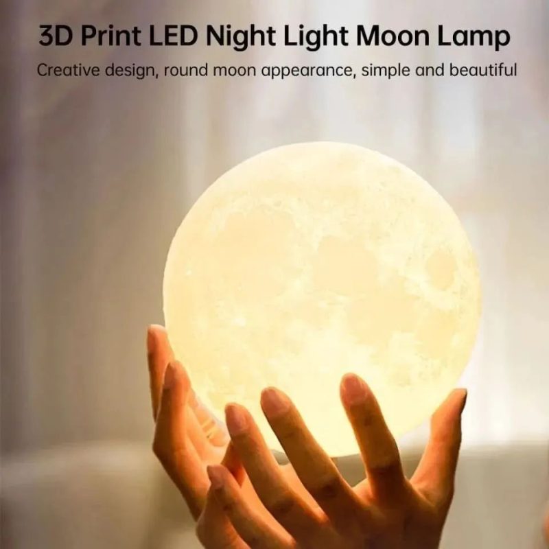 RGB Moon Lamp With Wooden Stand - Shopivate.pk