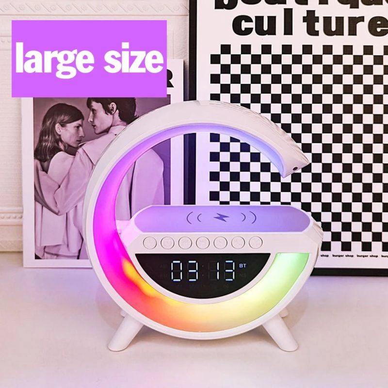 G Shaped RGB Lamp - Bluetooth Speaker With Wireless Charger & Digital ...